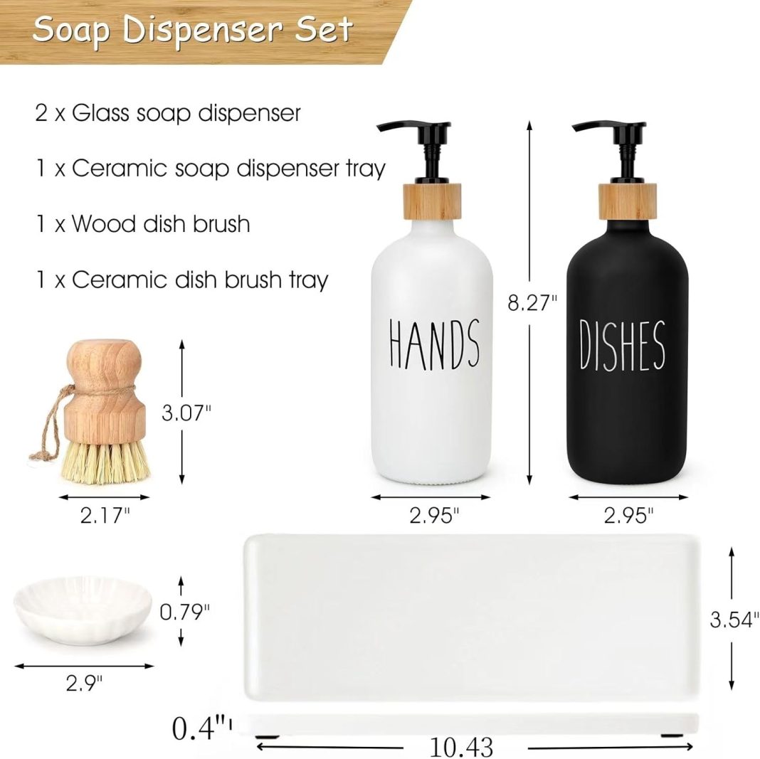 Hand Dish Soap Glass Farmhouse Dispenser Set review | Hello Bathrooms